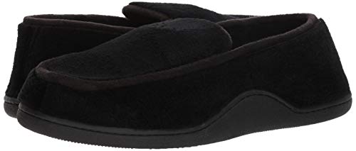isotoner Men's Microterry Memory Foam Indoor/Outdoor Slip-On Slippers, Black, 11-12