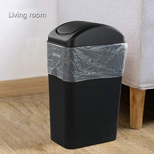 Jandson Black Swing Trash Can, Slim Trash Bin for Narrow Space, 14 Liter, F