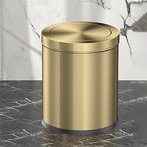 Stainless Steel Trash can,Bathroom Garbage can with lid,Small Trash Can with Flipping Lid, 4gallon,Garbage cans for Kitchen,Living Room. Metallic Gold (Singer) (Gold)