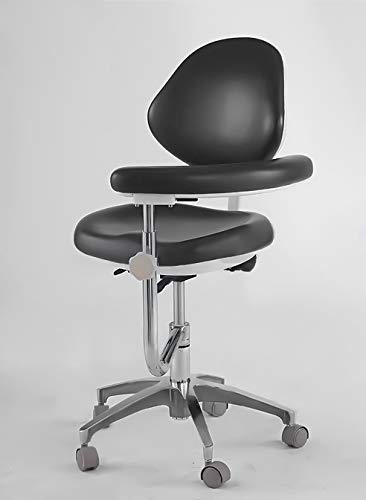 Aries Outlets Dental Adjustable Doctor's Stool Assistant Chair+360 Degree Rotation Armrest PU