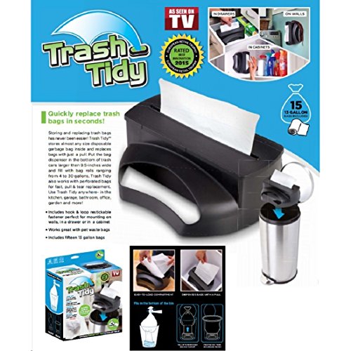 Tidy Trash Trash Tidy Garbage Bag Dispenser, 15+ Gallons, Black