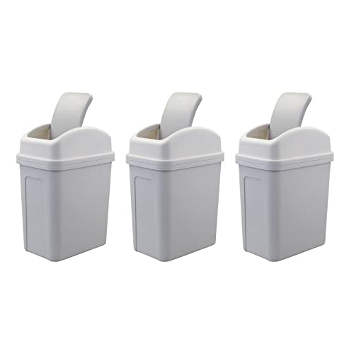 Sosody 4.5 Gallon Swing Top Garbage Can, Plastic Trash Bin with Lid, 3 Pack
