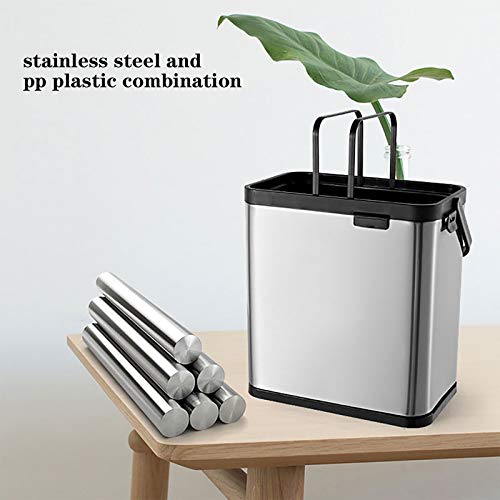 Kitchen Trash Can Hanging, Trash Can with, Stainless Steel Kitchen Trash can, Wall Mounted Trash Bin Waste Bin with Lid for Kitchen Cabinet Door, Stainless Steel Trash Can,Bathroom, Toilet, Bedroom