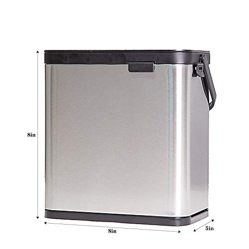 Kitchen Trash Can Hanging, Trash Can with, Stainless Steel Kitchen Trash can, Wall Mounted Trash Bin Waste Bin with Lid for Kitchen Cabinet Door, Stainless Steel Trash Can,Bathroom, Toilet, Bedroom