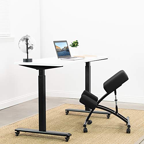 VIVO Kneeling Chair with Wheels, Adjustable Ergonomic Stool for Home and Office, Mobile Angled Posture Seat, Steel Frame & Black Cushions, CHAIR-K05B