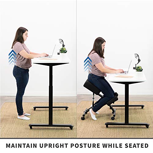 VIVO Kneeling Chair with Wheels, Adjustable Ergonomic Stool for Home and Office, Mobile Angled Posture Seat, Steel Frame & Black Cushions, CHAIR-K05B