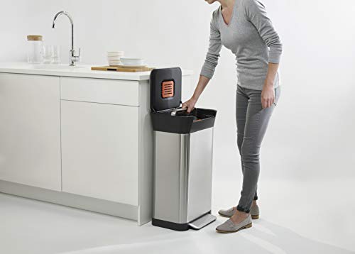 Joseph Joseph 30030 Intelligent Waste Titan Trash Can Compactor, 8 gallon / 30 liter, Stainless Steel
