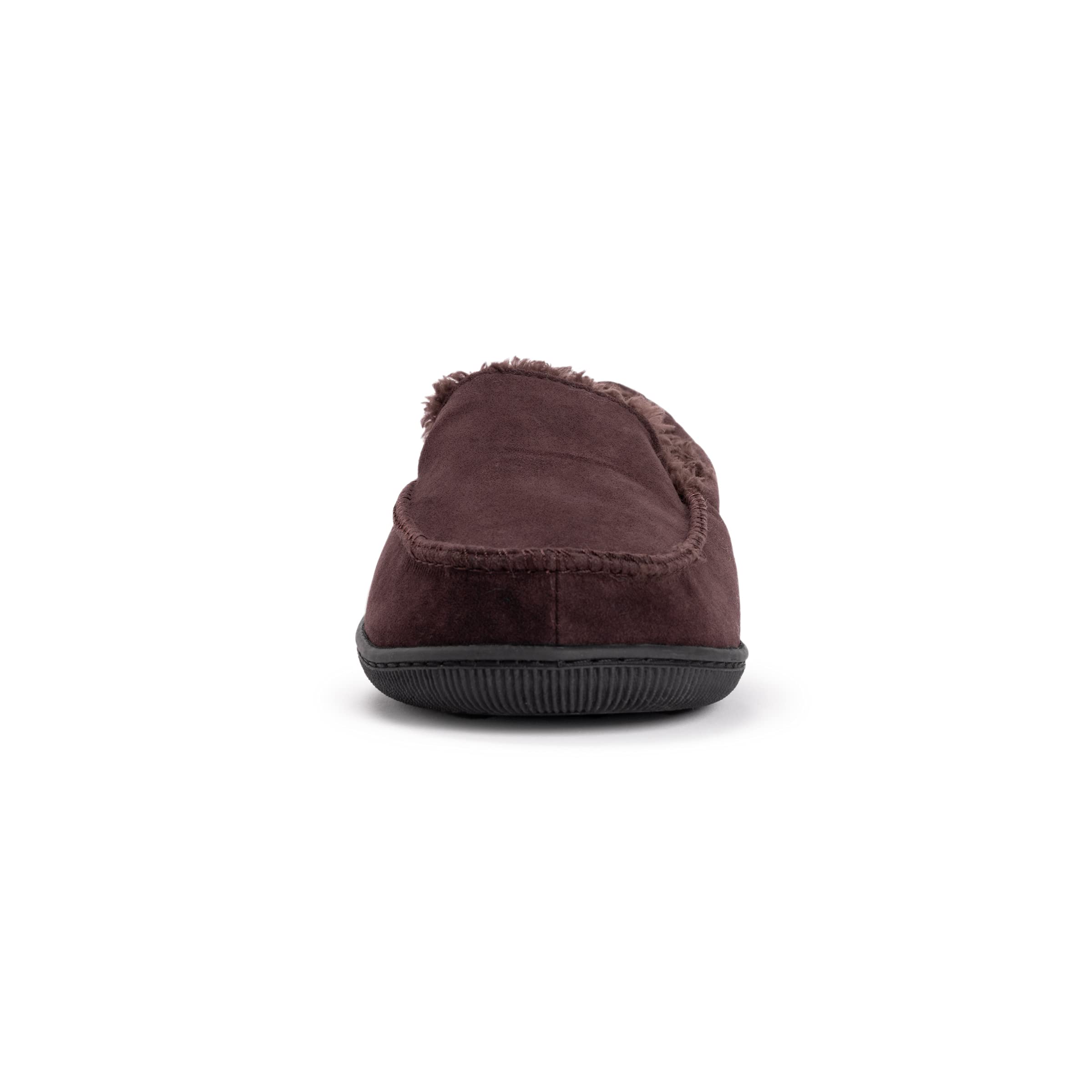 MUK LUKS Men's Faux Suede Moccasin Slipper, Brown, 12