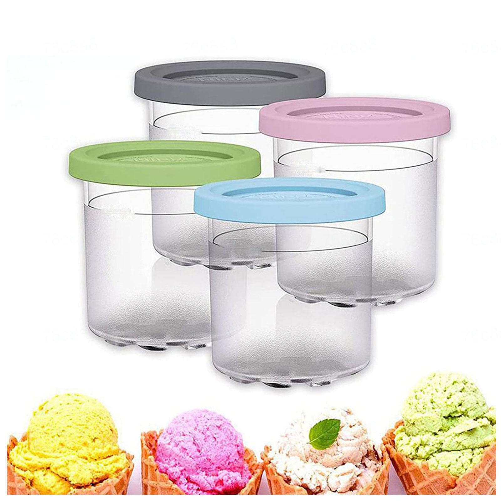 TONONE Ice Cream Containers, for Ninja Creami Nc501 Containers, Pint Containers Bpa-Free,Dishwasher Safe Compatible with NC299AMZ,NC300s Series Ice Cream Makers. QINGCUN