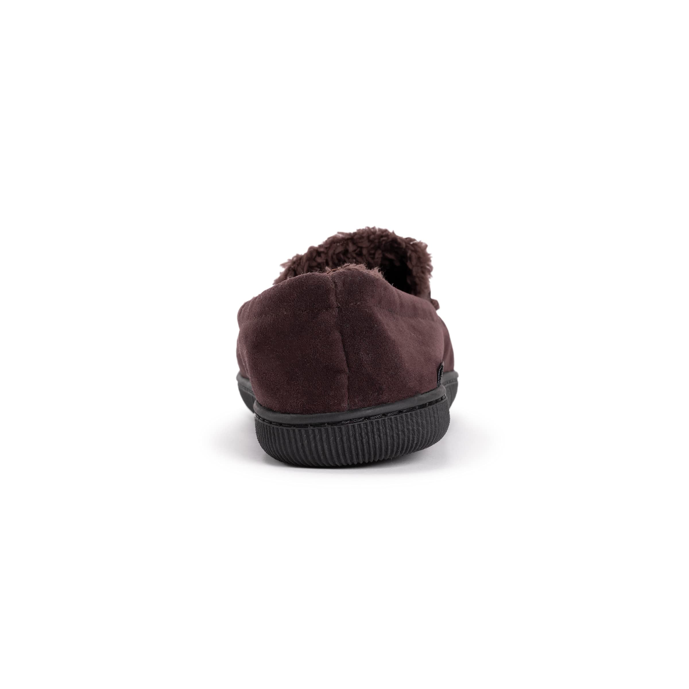 MUK LUKS Men's Faux Suede Moccasin Slipper, Brown, 12