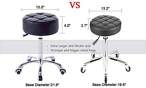FRNIAMC Rolling Salon Stool- with Wider Comfy Round Seat- Height Adjustable Swivel Heavy-Duty Chair with Wheels for Medical Salon Esthetician Artist Studio and Home Office Use(Black)