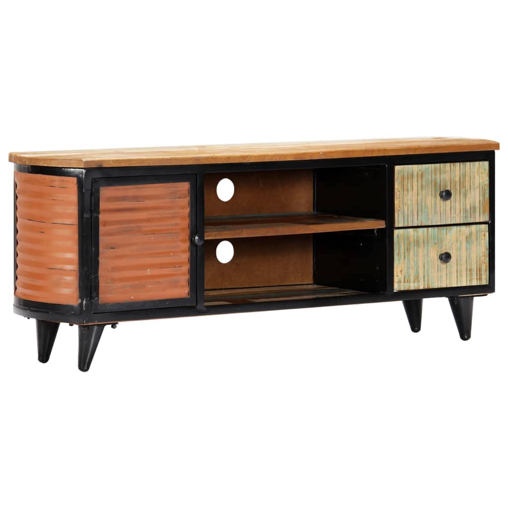 vidaXL TV Stand, TV Unit for Living Room Bedroom, Sideboard with Drawer, TV Console Media Unit Cupboard, Industrial Style, Solid Reclaimed Wood
