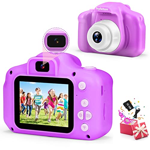 hyleton Kids Selfie Camera Digital,Child Toddler Video Camera Toys for 3 4 5 6 7 8 9 Year Old,Christmas Birthday Gift for Age 3-8 Girls/Boys with 32GB SD Card (Purple)