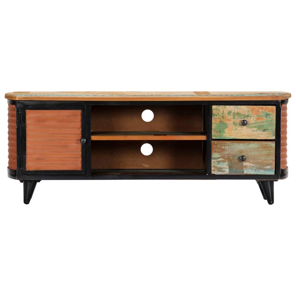 vidaXL TV Stand, TV Unit for Living Room Bedroom, Sideboard with Drawer, TV Console Media Unit Cupboard, Industrial Style, Solid Reclaimed Wood