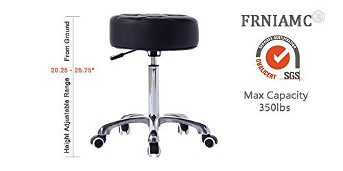 FRNIAMC Rolling Salon Stool- with Wider Comfy Round Seat- Height Adjustable Swivel Heavy-Duty Chair with Wheels for Medical Salon Esthetician Artist Studio and Home Office Use(Black)
