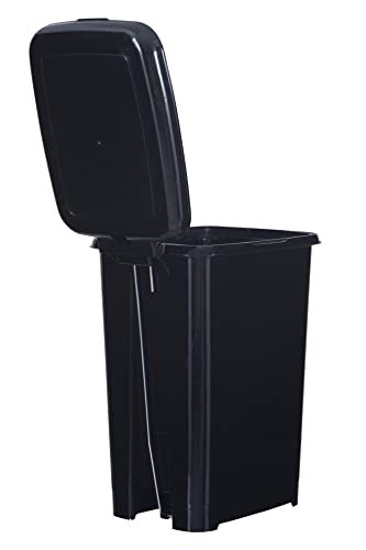 Superio Slim Pedal Trash Can, 64 Qt. (Black), Large Trash Can with Step-On Pedal, Durable Material Home and Kitchen Trash Can 16 Gallons