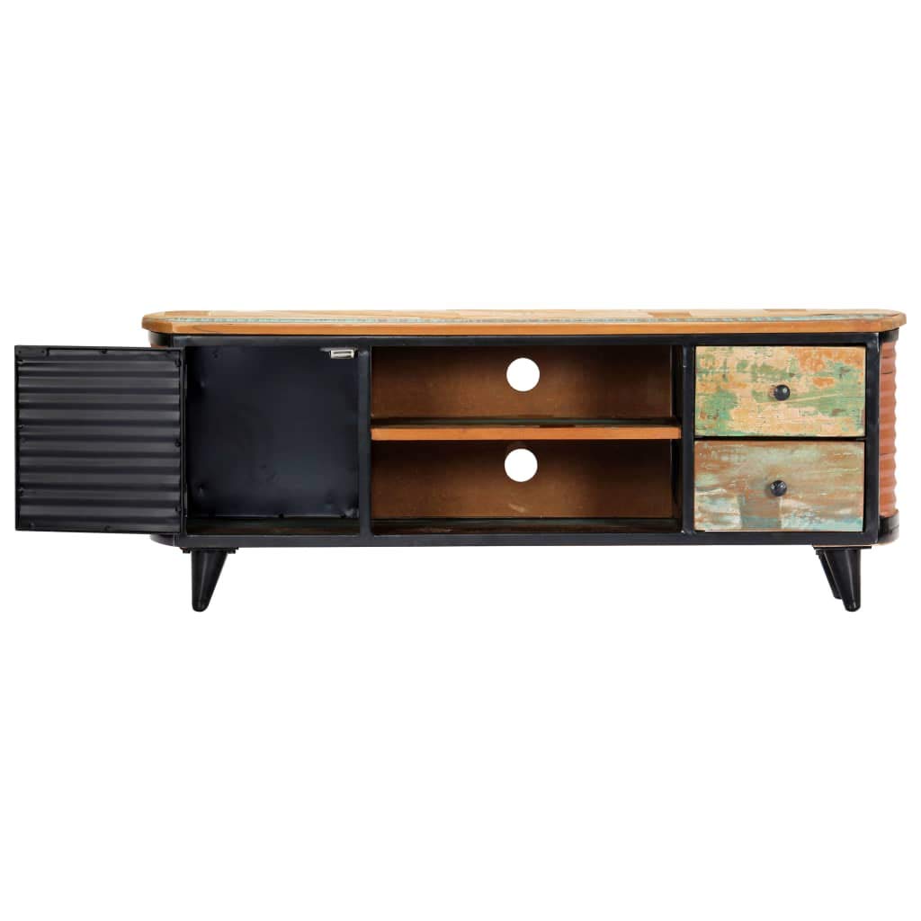 vidaXL TV Stand, TV Unit for Living Room Bedroom, Sideboard with Drawer, TV Console Media Unit Cupboard, Industrial Style, Solid Reclaimed Wood