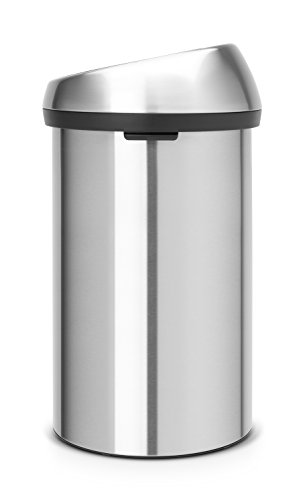 Brabantia Touch Trash Can 16 gallon/60 liter - Matte Steel Fingerprint-Proof, 484506