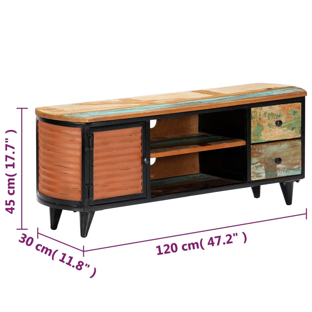 vidaXL TV Stand, TV Unit for Living Room Bedroom, Sideboard with Drawer, TV Console Media Unit Cupboard, Industrial Style, Solid Reclaimed Wood