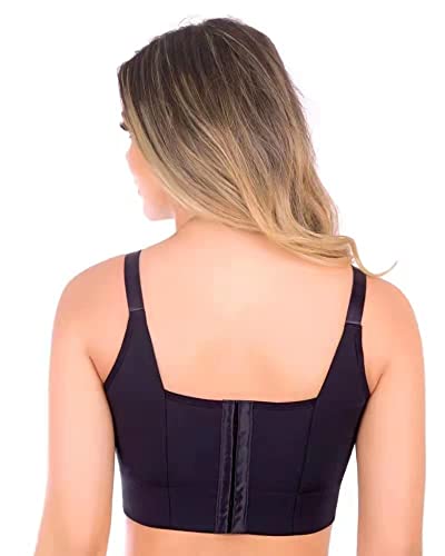 FUUPNN Women Deep Cup Bra Hide Back Fat Full Back Coverage Bra with Shapewear Incorporated Push Up Sports Comfortable Bras (as1, Alpha, jaspo_s, Black, 46B)