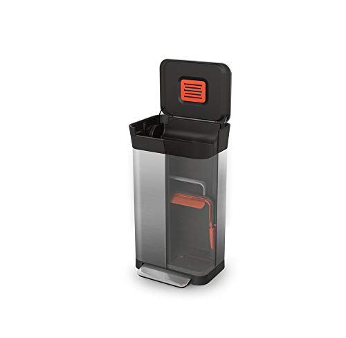 Joseph Joseph 30030 Intelligent Waste Titan Trash Can Compactor, 8 gallon / 30 liter, Stainless Steel