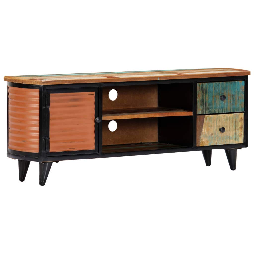 vidaXL TV Stand, TV Unit for Living Room Bedroom, Sideboard with Drawer, TV Console Media Unit Cupboard, Industrial Style, Solid Reclaimed Wood