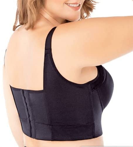 FUUPNN Women Deep Cup Bra Hide Back Fat Full Back Coverage Bra with Shapewear Incorporated Push Up Sports Comfortable Bras (as1, Alpha, jaspo_s, Black, 46B)