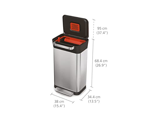 Joseph Joseph 30030 Intelligent Waste Titan Trash Can Compactor, 8 gallon / 30 liter, Stainless Steel