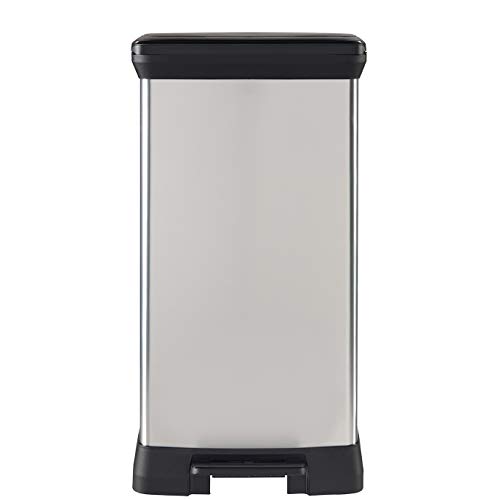 Curver Deco Bin 50 Liter Perfect for Household Use Indoor for Garbage Disposal, Black/Silver