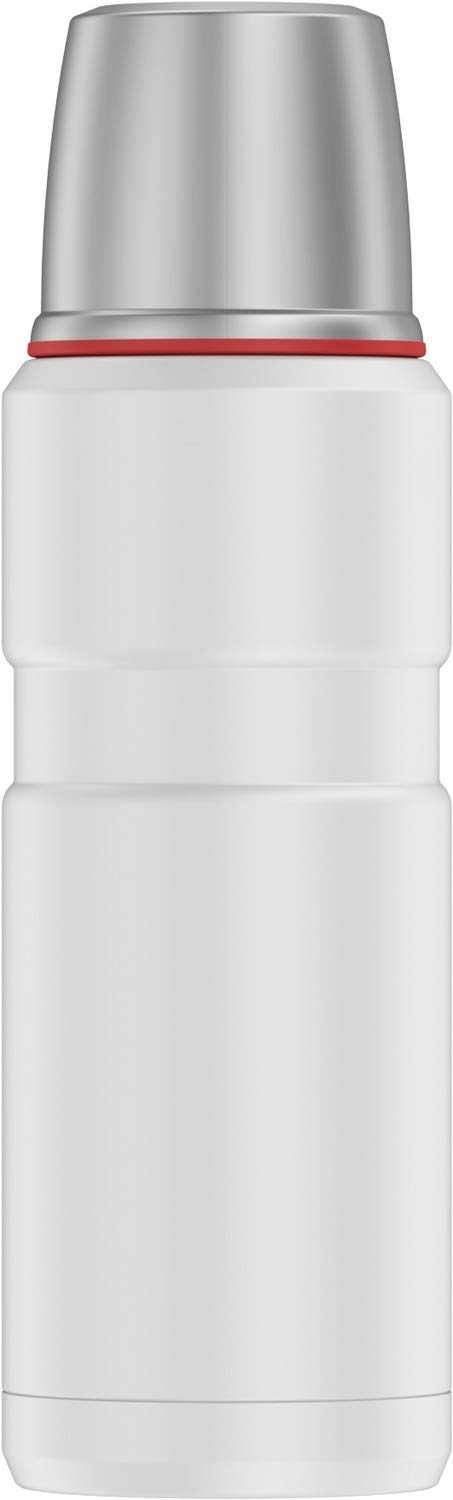 Thermos SK2000WHR4C Stainless King 16 Ounce Compact Bottle, Red Cap, White