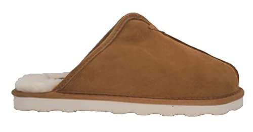 Clarks Mens Open Back Suede Leather Slipper - Plush Faux Fur Lining - Indoor Outdoor House Slippers For Men (13 M US, TAN)
