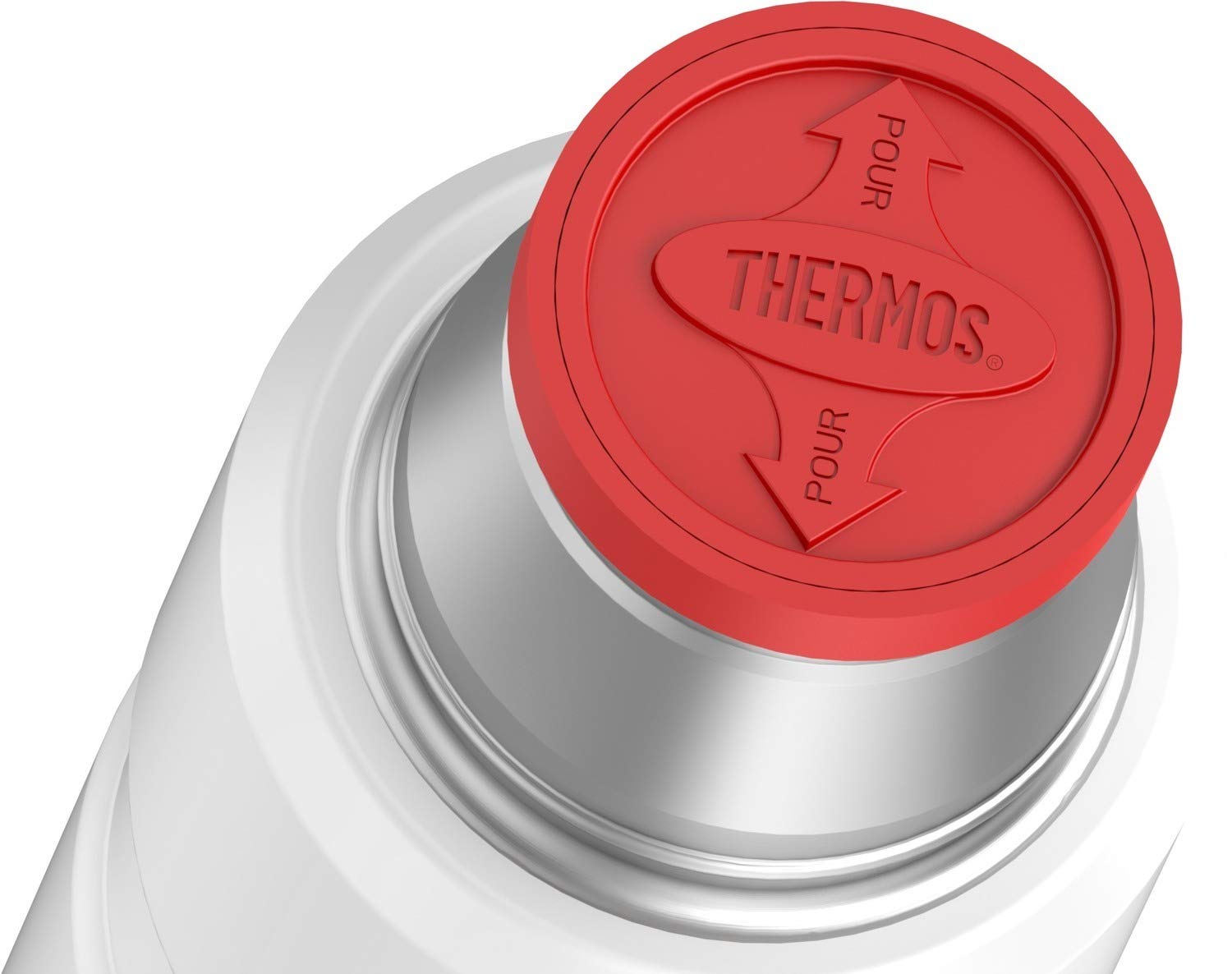 Thermos SK2000WHR4C Stainless King 16 Ounce Compact Bottle, Red Cap, White