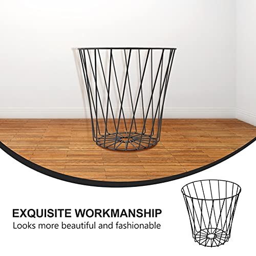 Cabilock Trash Bin Wire Mesh Trash Can Decorative Wastebasket Recycling Bin Iron Waste Paper Basket Garbage Can Container Bin for Office Bathroom Bedroom Black