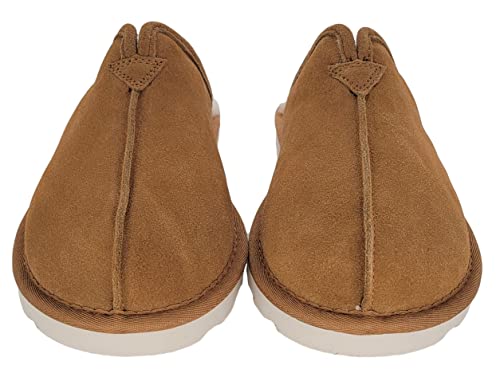 Clarks Mens Open Back Suede Leather Slipper - Plush Faux Fur Lining - Indoor Outdoor House Slippers For Men (13 M US, TAN)