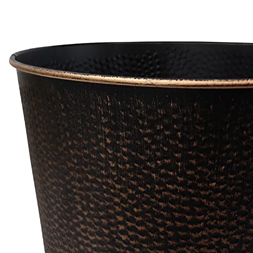 Blue Donuts Wastebasket for Bedroom, Bathroom, Trash Can 6 Liters, Stainless Stel (Bronze)