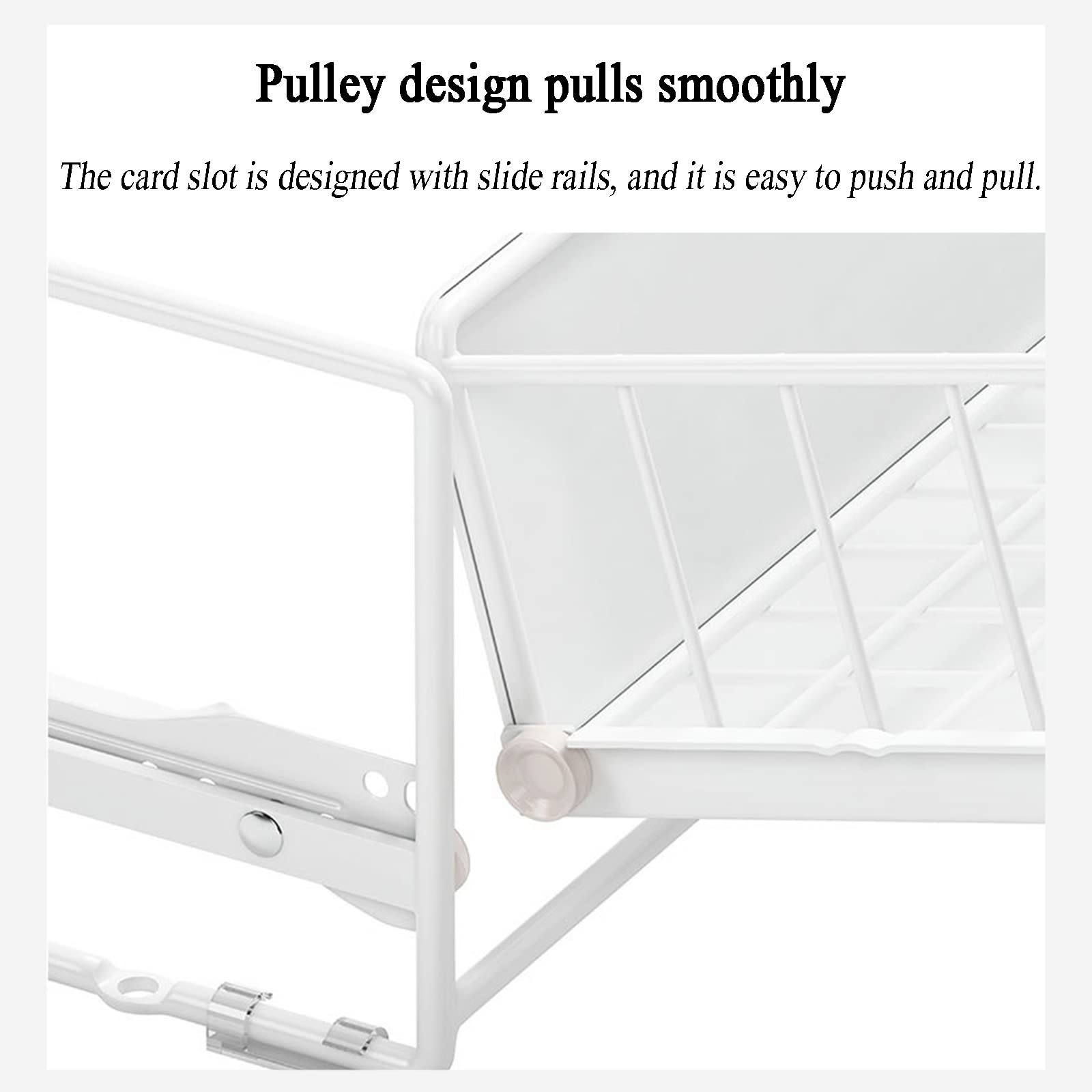 LEAYAN Under Sink Storage Storage Shelf for Bathroom Kitchen, Sliding Under Cabinet Organizer for Bathroom Kitchen Pull Out Drawer Under Cabinet Shelf Under Sink Rack Shelf, White 40.2x30x21.3cm