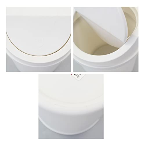 Callyne 0.5 Gallon White Tiny Desktop Waste Cans, Mini Swing Top Trash Can