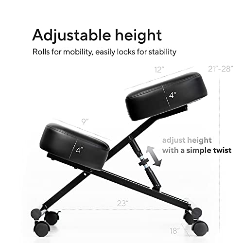 Luxton Home Ergonomic Kneeling Chair with Memory Foam Layer - Improves Posture - Adjustable Stool for Home and Office - Thick Comfortable Cushions