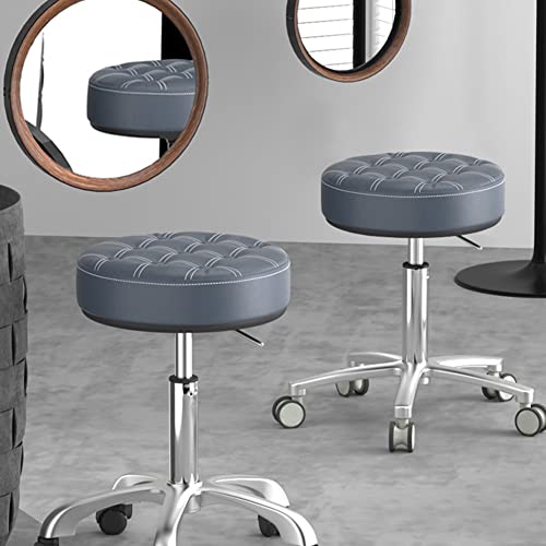 Tattoo Chair Saddle Stool with Rollers, Pu Leather Hydraulic Swivel Adjustable Drafting Stool Work Chair for Salon Spa Beauty Massage Dental Clinic Etc-B