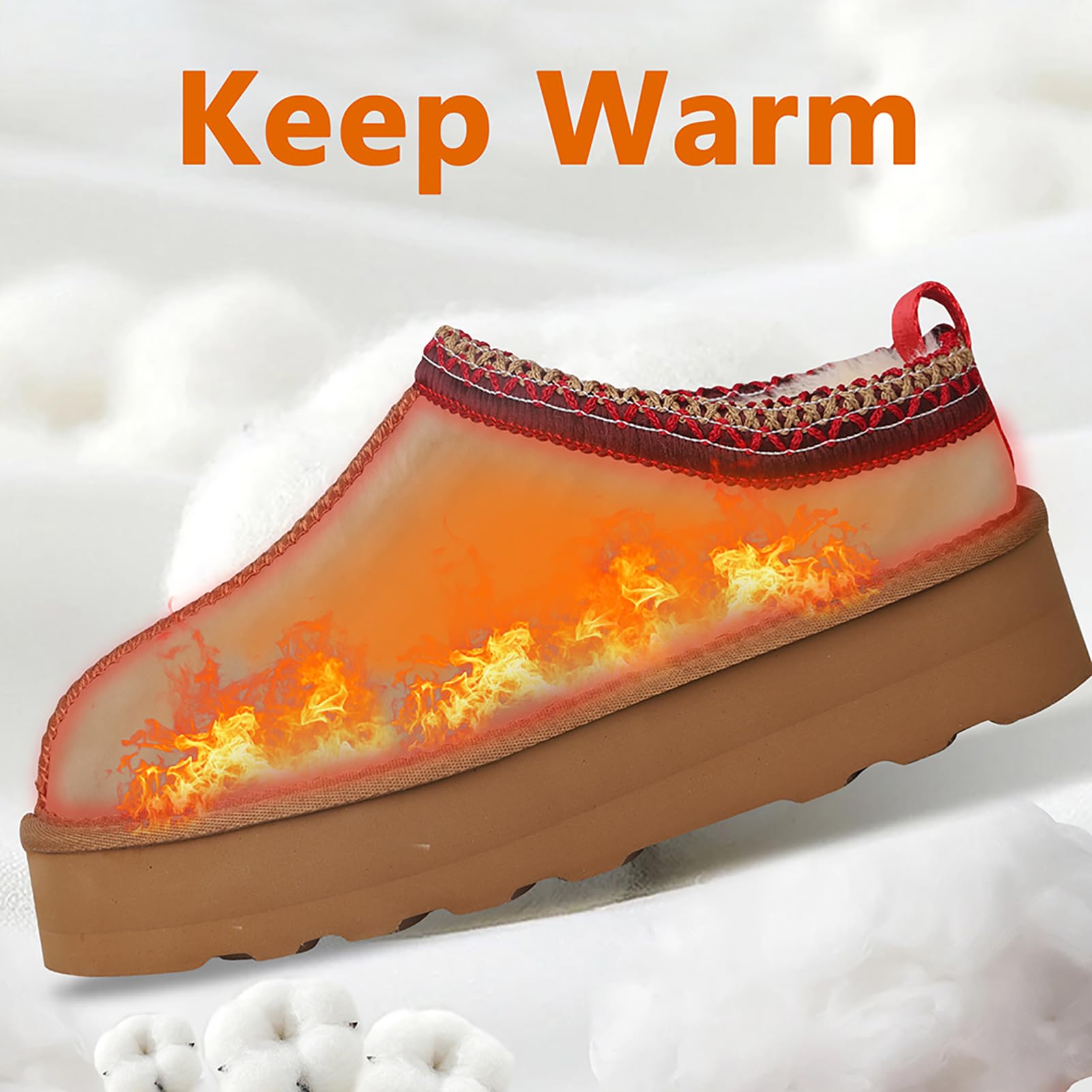 INPAKSA Women's Slippers Platform Mini Boots Short Ankle Boot Fur Fleece Lined Sneakers House slippers Anti-Slip Boot For Outdoor