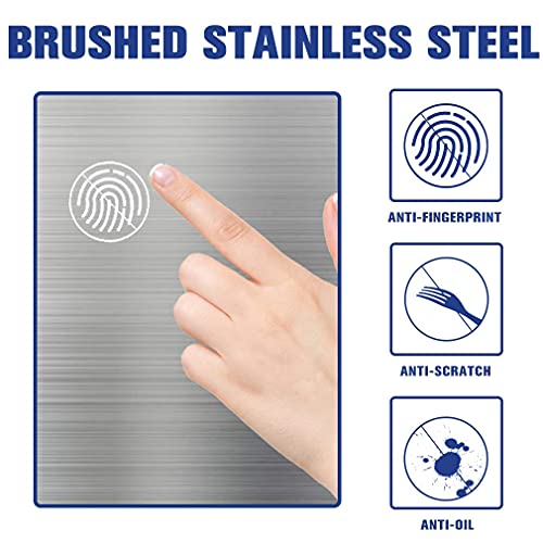 HHS 13 Gallon Kitchen Trash Can Stainless Steel Garbage Bin with Lid Automatic Touch Free High-Capacity Waste Bin Metal Soft-Close Garbage Can for Home Office Bedroom, Silver