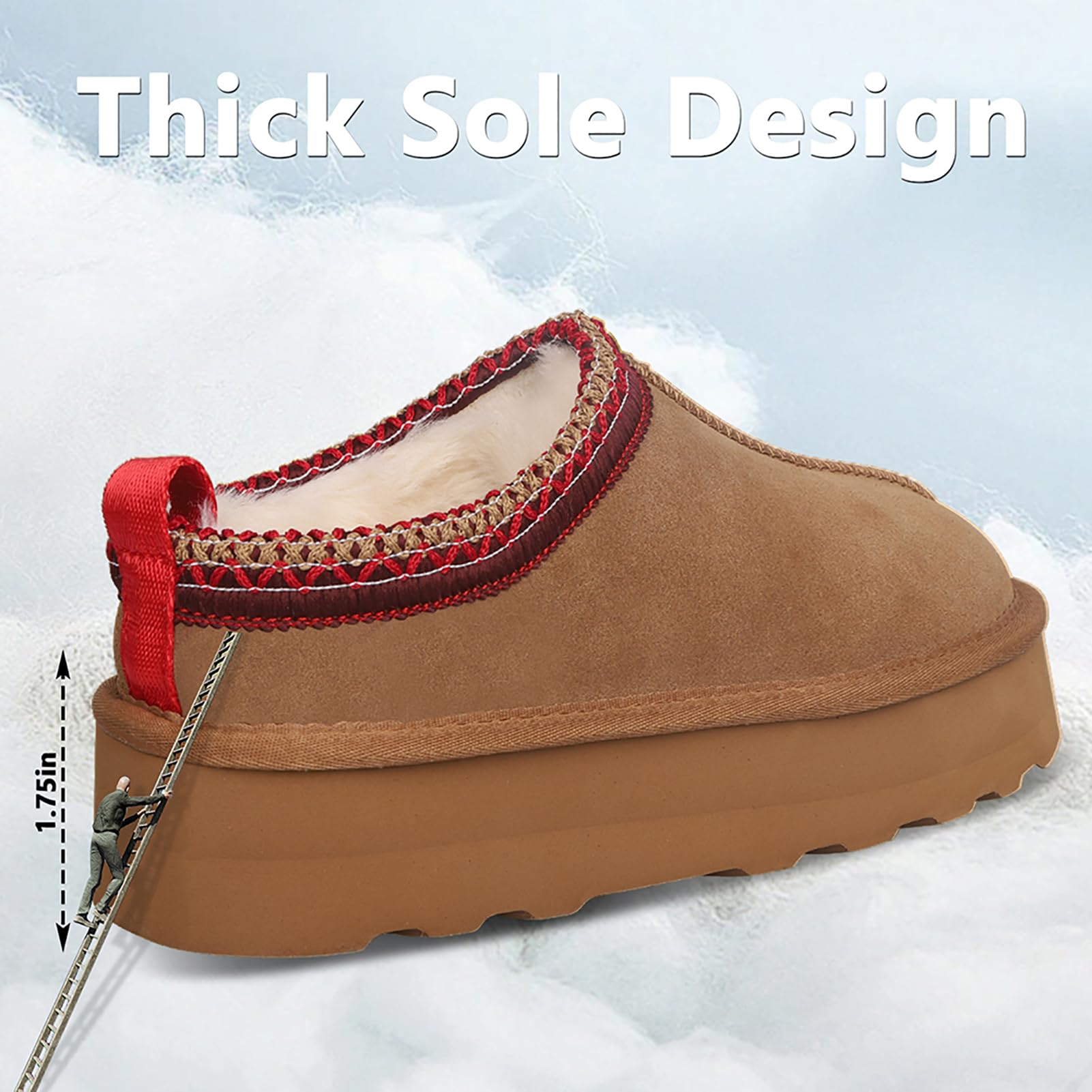 INPAKSA Women's Slippers Platform Mini Boots Short Ankle Boot Fur Fleece Lined Sneakers House slippers Anti-Slip Boot For Outdoor