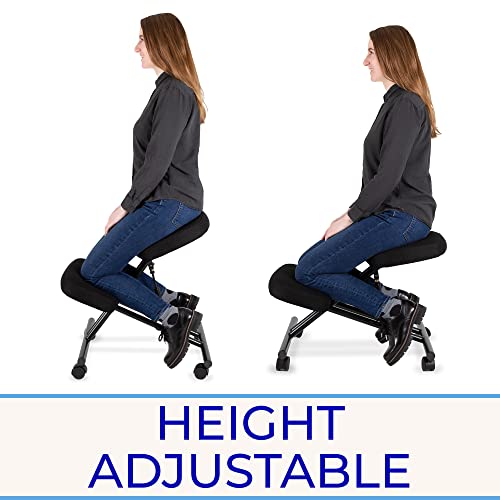 ProErgo Pneumatic Ergonomic Kneeling Chair | Fully Adjustable Mobile Office Seating | Improve Posture to Relieve Neck & Back Pain | Easy Assembly | Use in Home, Office & Classroom
