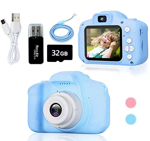 Gridspace Upgrade Kids Camera Toys for 3 4 5 6 7 8 9 Year Old Boy Christmas Birthday Gift Digital Video Camera,Mini Play Video Camera with 1080P HD 2 Inch Screen with 32GB Card
