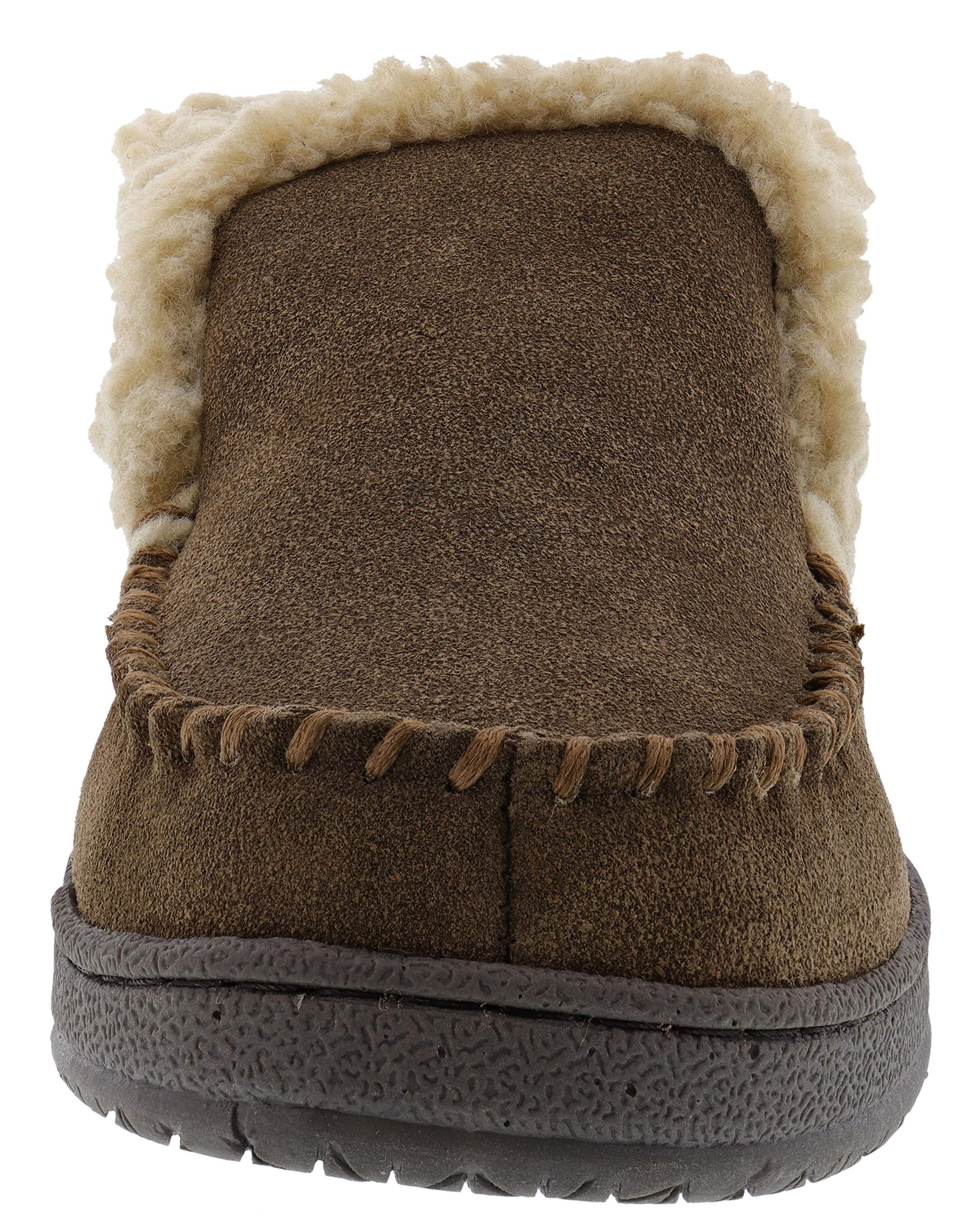 Clarks Sage Suede Moccasin Faux Fur Lining Indoor Outdoor Bootie Slippers (Sage Suede, 12)