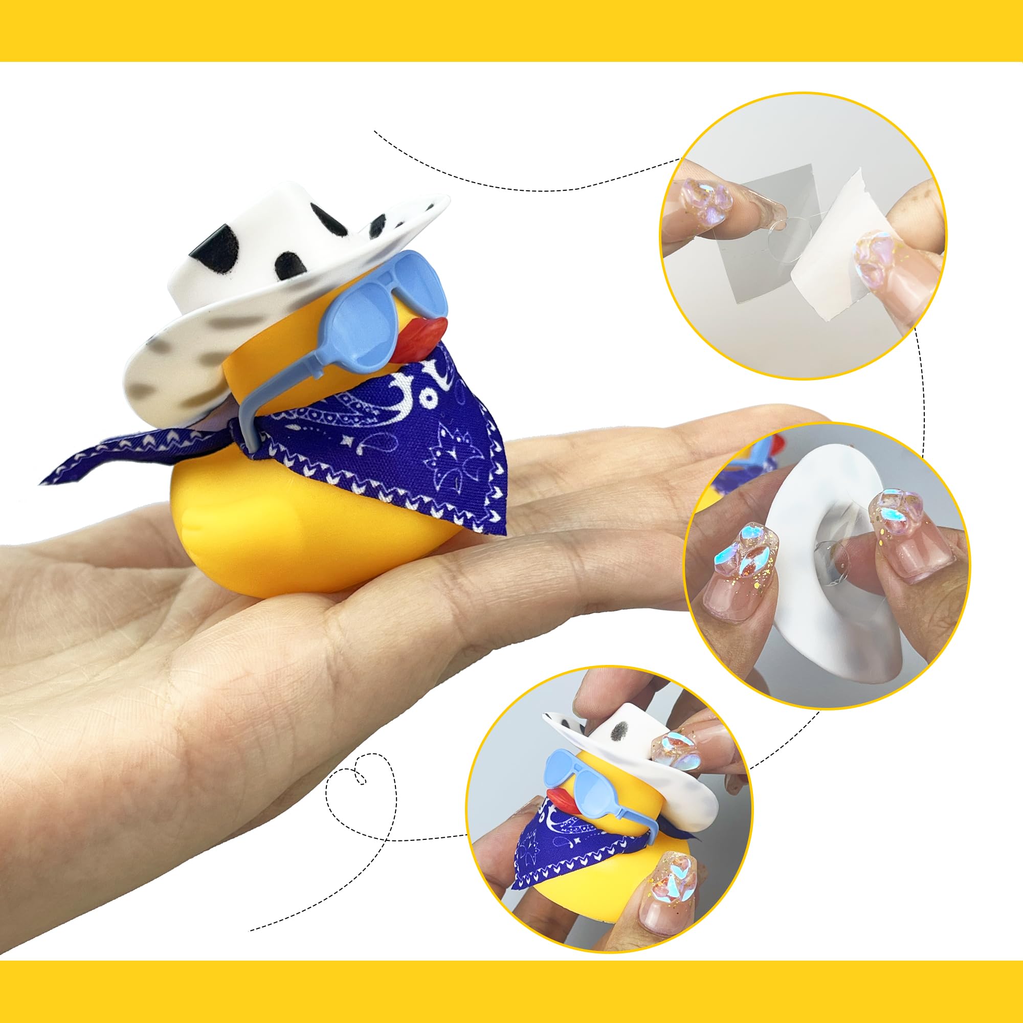 36 Sets Cowboy Ducks with Mini Hat Scarf and Sunglasses Mini Bath Duck Toys for Birthday Swimming Party Gift Favor Decorations