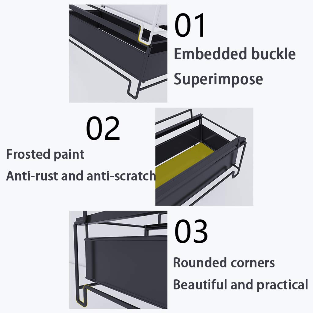 LIFOND Under Sink Storage Kitchen Sink Storage Shelf, Stackable Shelf,Cabinet Countertop Storage Shelf,Under Sink Organizer,Multifunction Storage Shelf Rack,for Kitchen Bathroom, White Single Layer