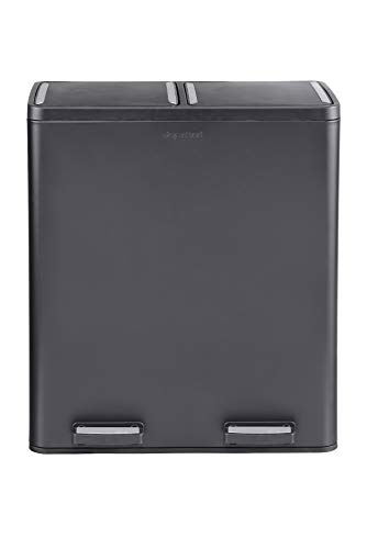 The Step N' Sort 18.5 Gallon Extra Large Capacity, Soft-Step, Dual Trash and Recycling Bin with Removable Inner Bins Black (900702B)