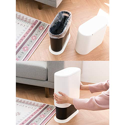 Changshin Franco Touch-Top Lid Slim Bin Trash Can for Kitchen, Bathroom, Bedroom, Office, Campers Garbage Plastic 10 Liter 2.6 Gallon Black