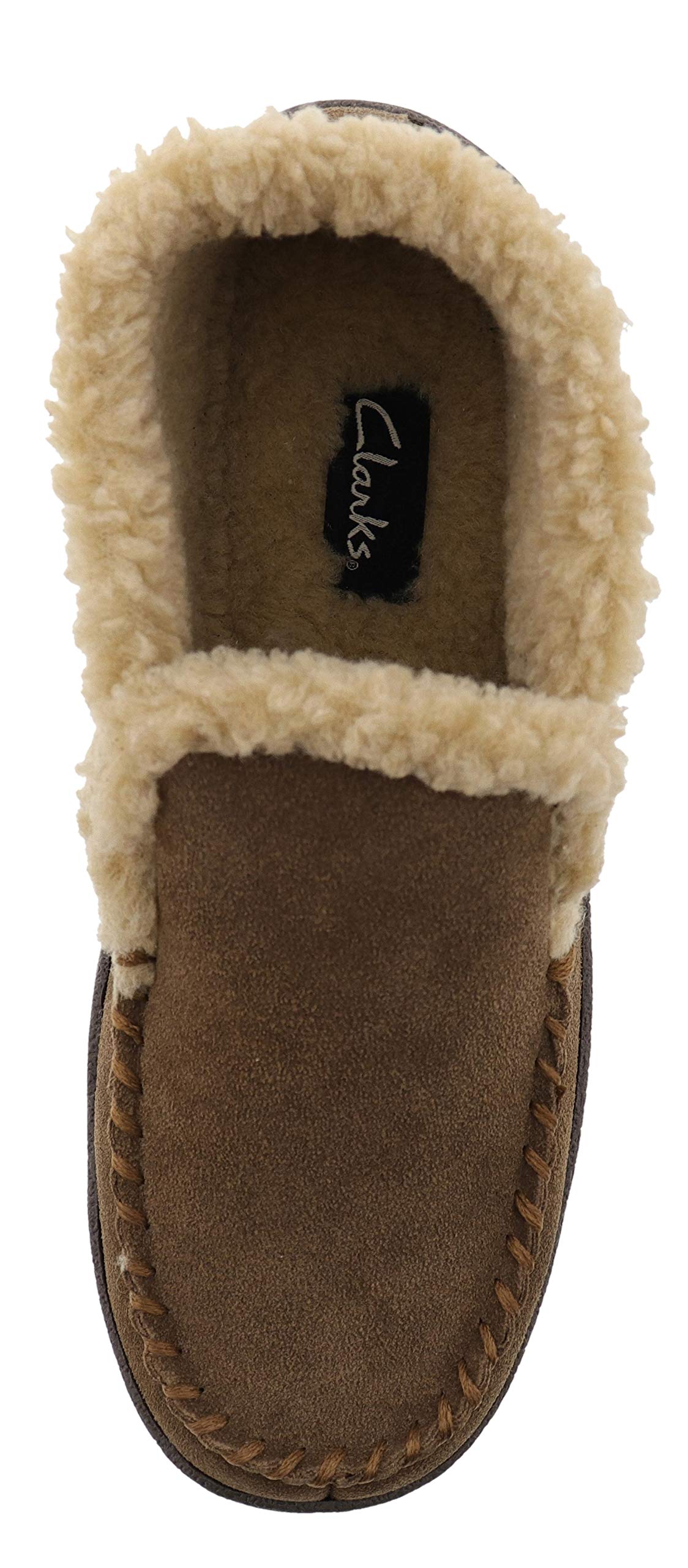 Clarks Sage Suede Moccasin Faux Fur Lining Indoor Outdoor Bootie Slippers (Sage Suede, 12)